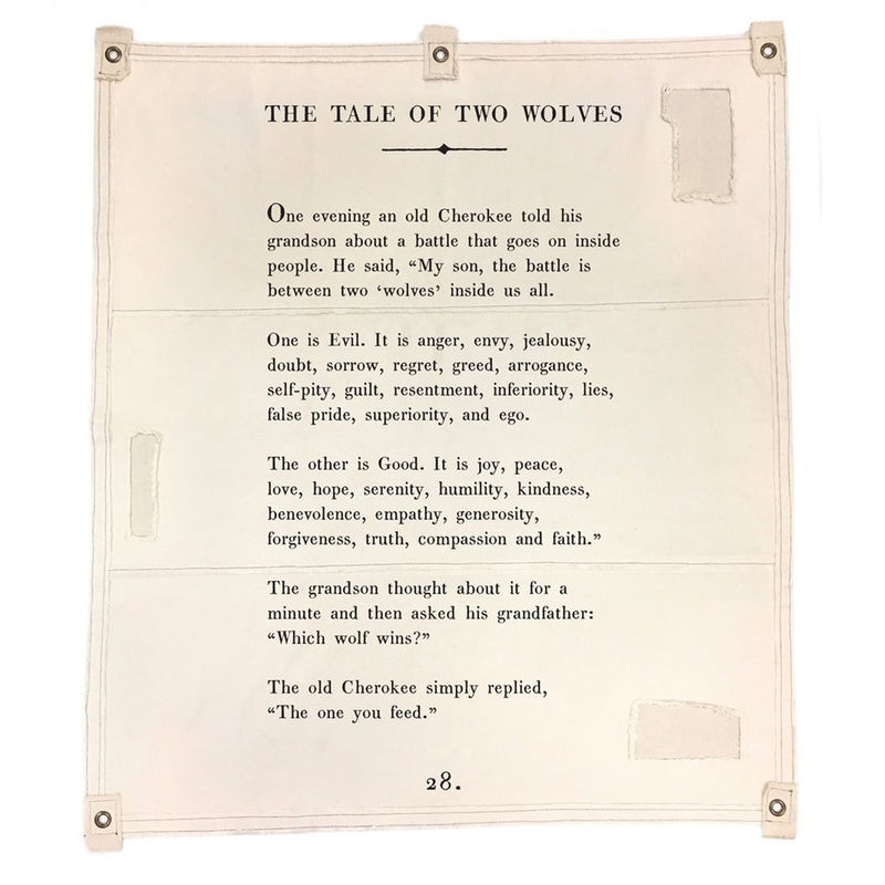 Wall Tarp - Quote from Tale of Two Wolves Wall Hanging - Jack and Jill ...